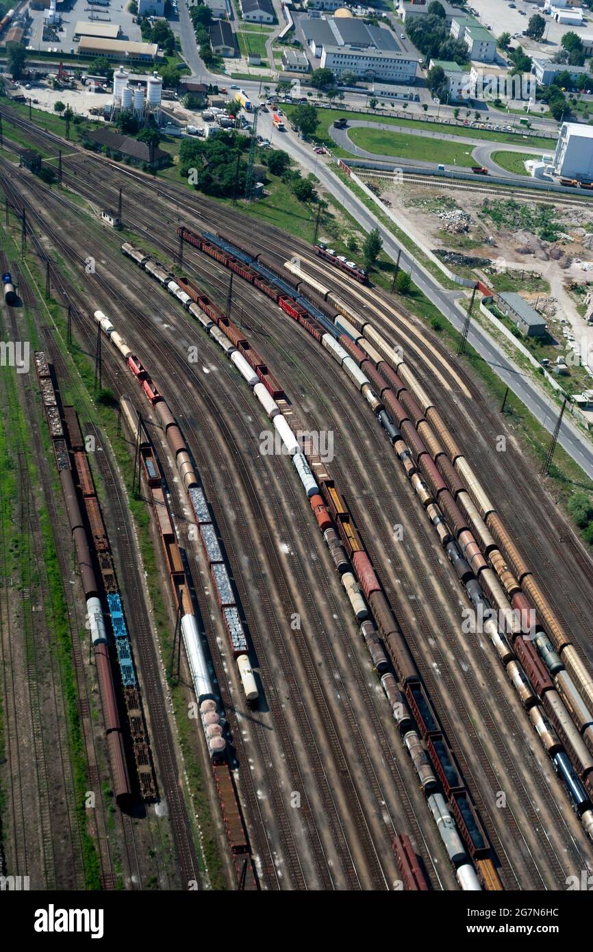 Railway transport from the air Stock Photo - Alamy