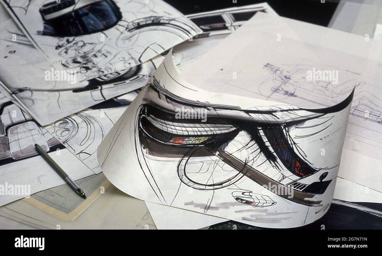 Drawings for cars at Ital Design. 20 years of the the company design ...