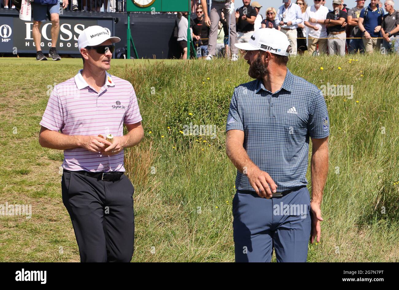 England's Justin Rose (left) and USA's Dustin Johnson during day one of ...