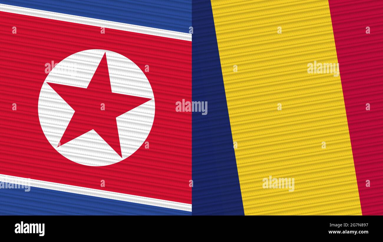 Chad and North Korea Two Half Flags Together Fabric Texture ...