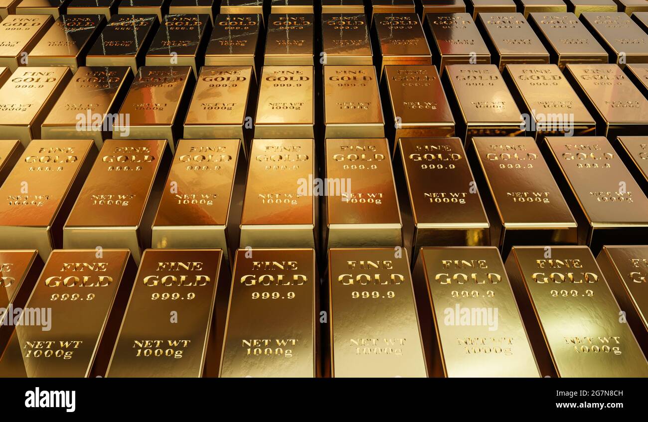 Closeup of gold ingots. Gold bars Stock Photo - Alamy