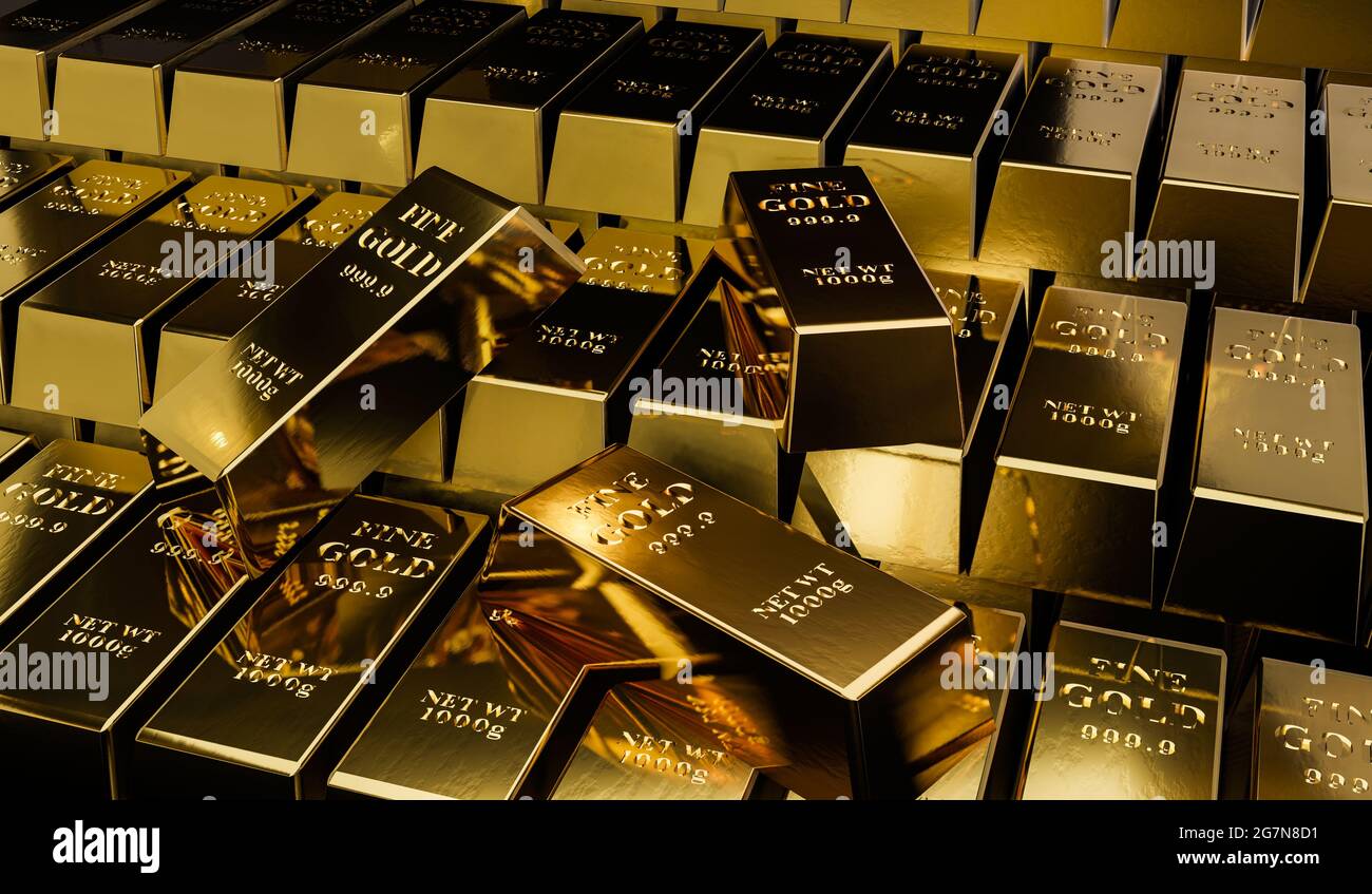 Closeup of gold ingots. Gold bars Stock Photo - Alamy