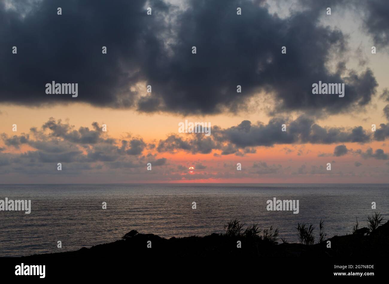 Beautiful sunset in Santa Cruz das Flores - Flores Island - Azores ...