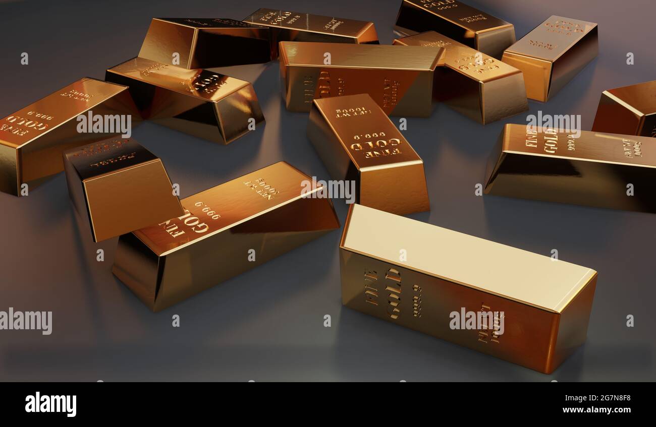 Closeup of gold ingots. Gold bars Stock Photo - Alamy