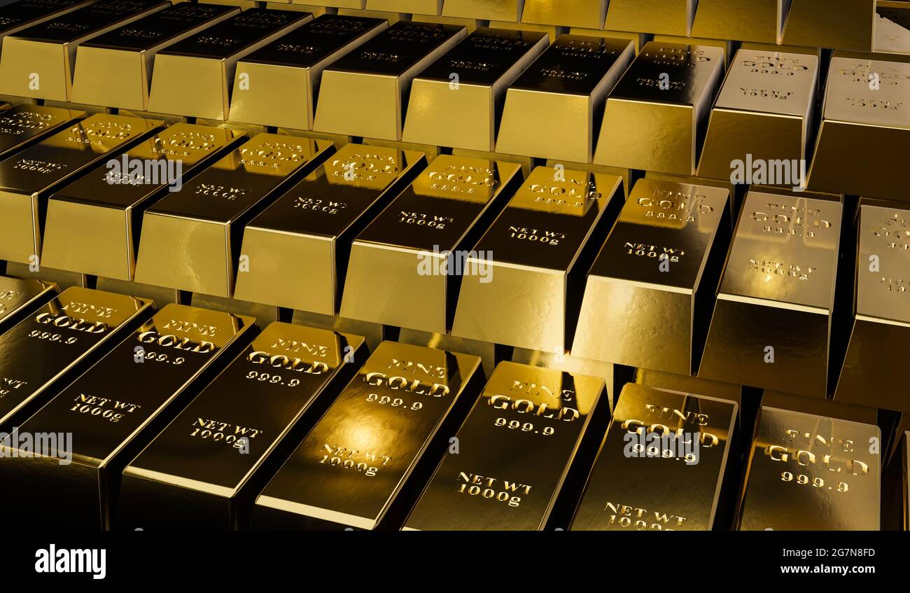 Closeup of gold ingots. Gold bars Stock Photo - Alamy