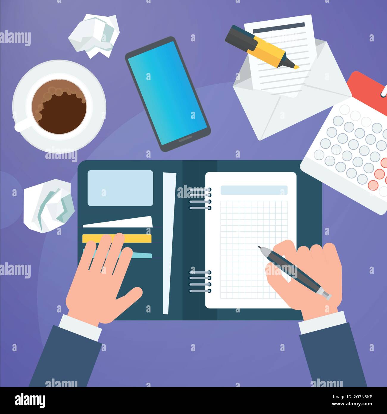 Businessman writes a daily routine. Schedule and planning Stock Vector ...