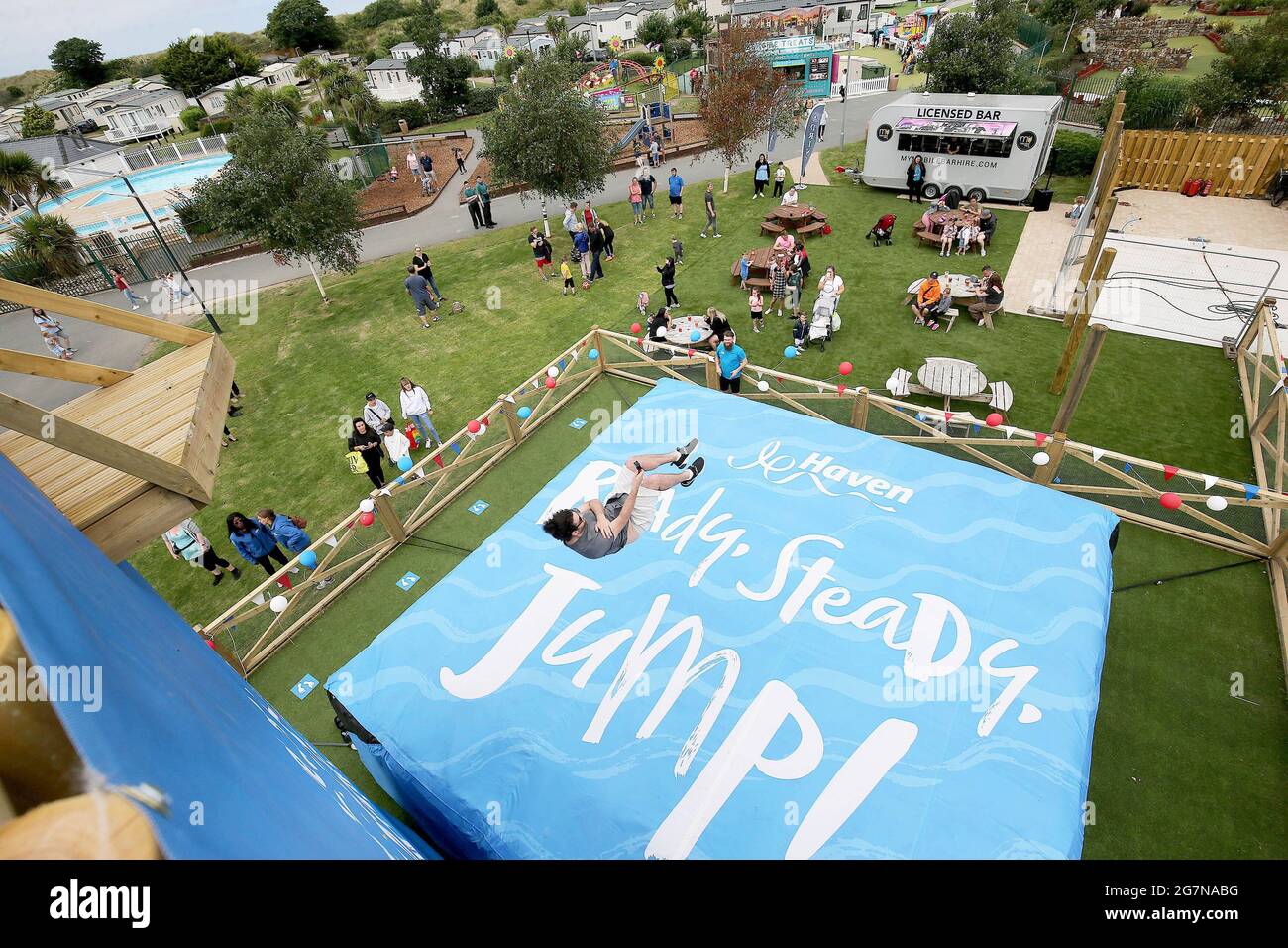 EDITORIAL USE ONLY Holidaymakers try out Haven's The Jump, opened today ...