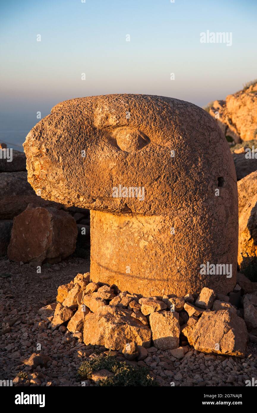 Ancient statues on the top of Nemrut mount, Turkey. The mount Nemrut is ...