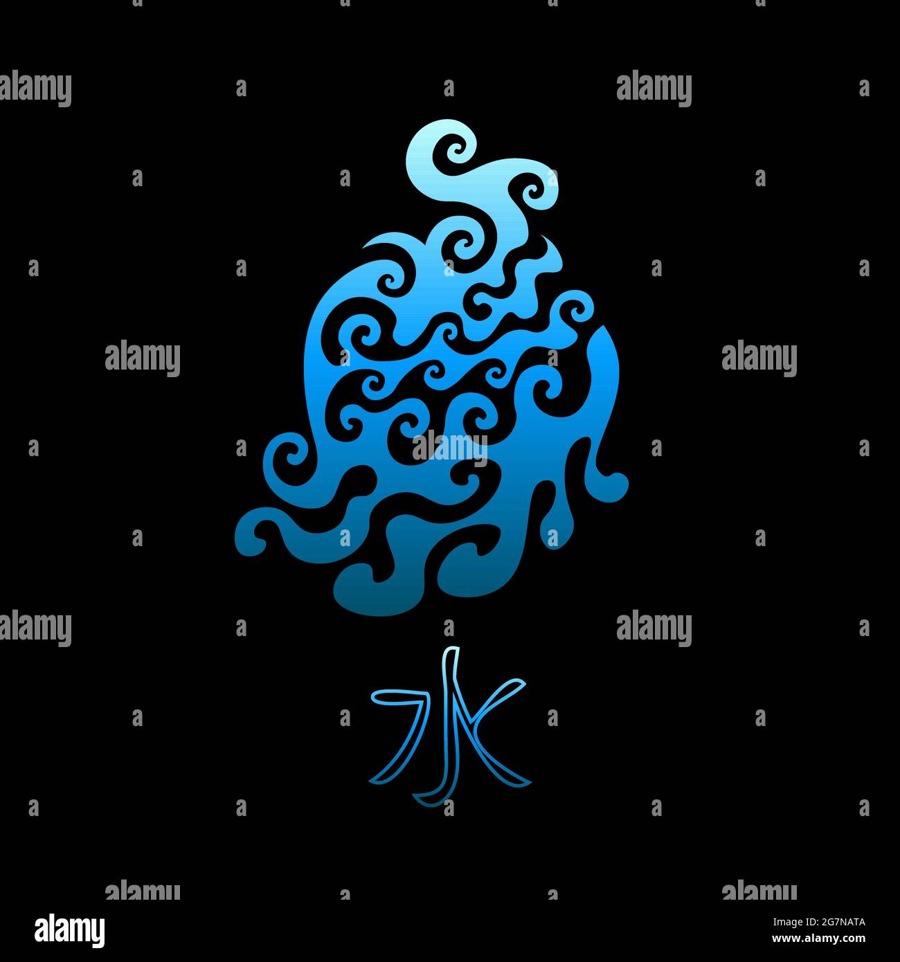 abstract illustration of element of water and chinese and japanese ...