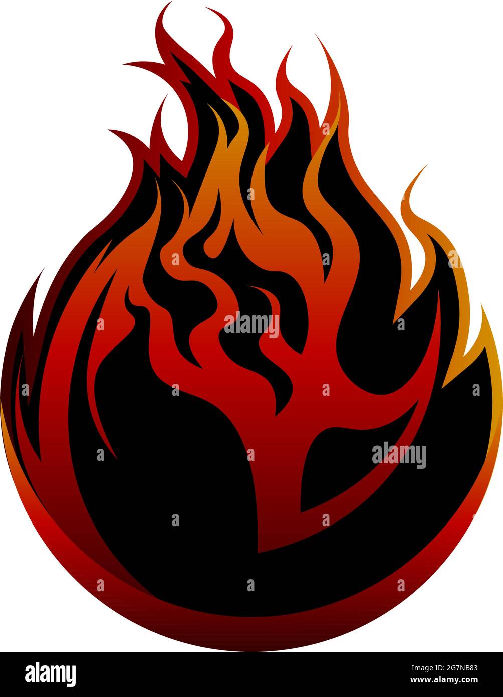 abstract simple black and orange flaming fireball, sign or icon Stock ...