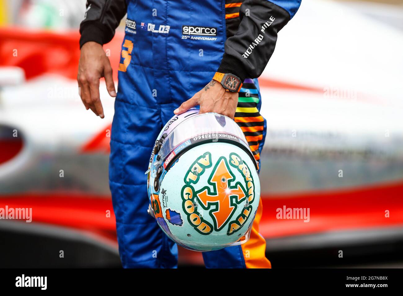 Helmet of # 3 Daniel Ricciardo (AUS, McLaren F1 Team) during reveal of ...