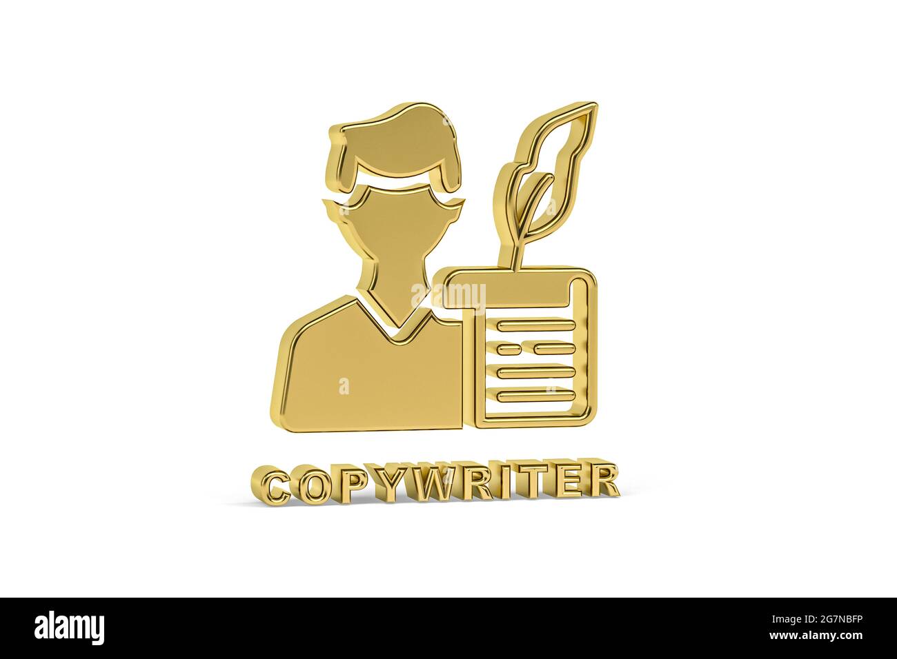 Golden 3d copywriter icon isolated on white background - 3d render ...