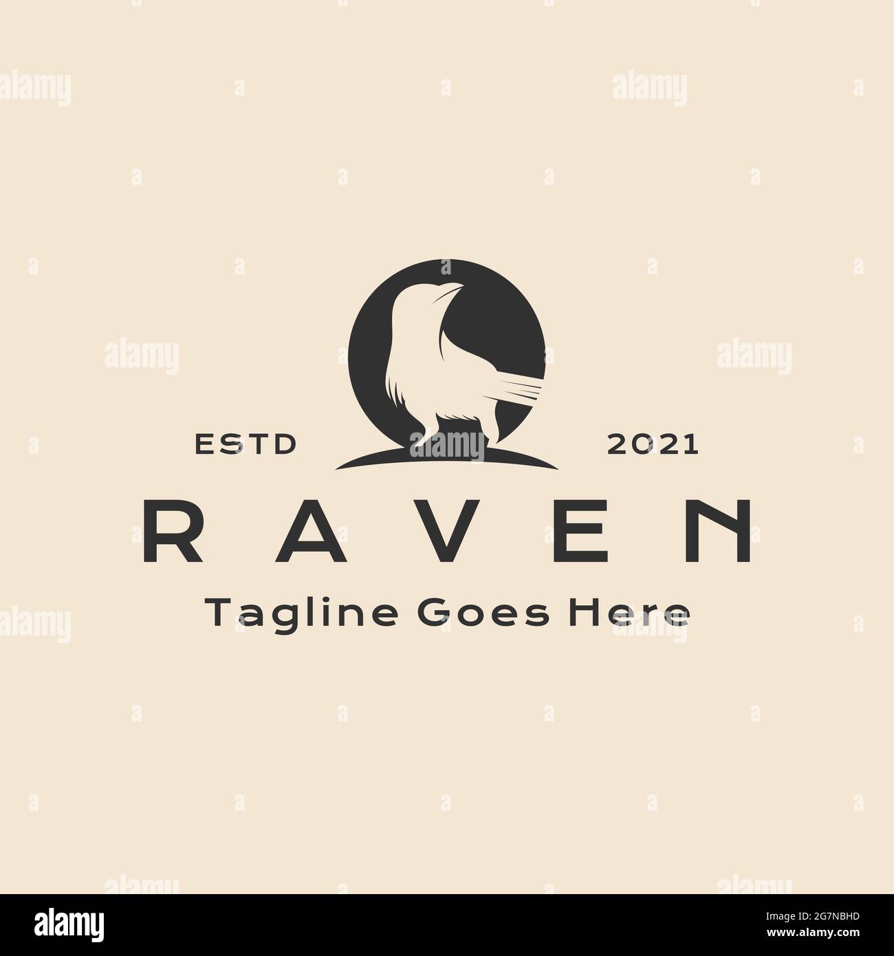 Vintage hipster Crow Raven logo design vector illustration Stock Vector ...