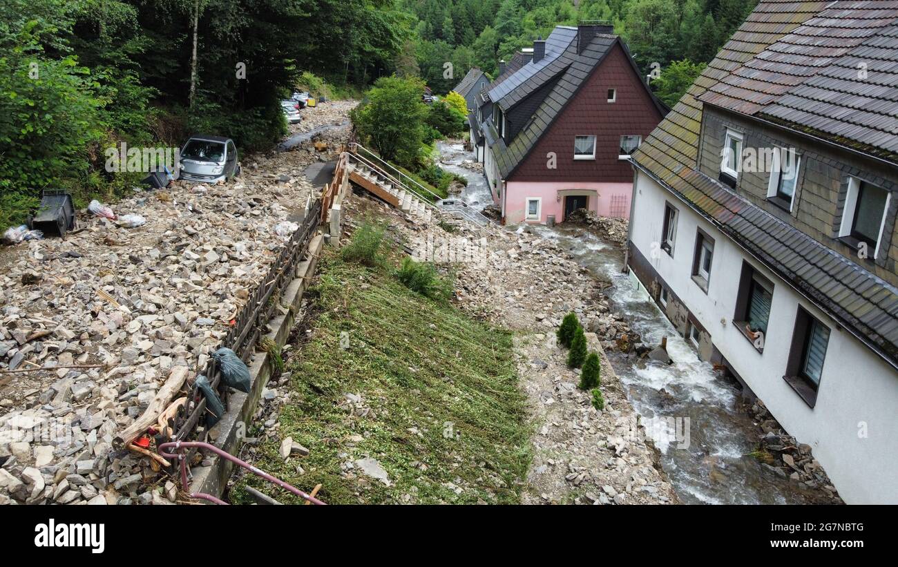 Altenahr, Germany. 15th July, 2021. Debris lies next to evacuated ...