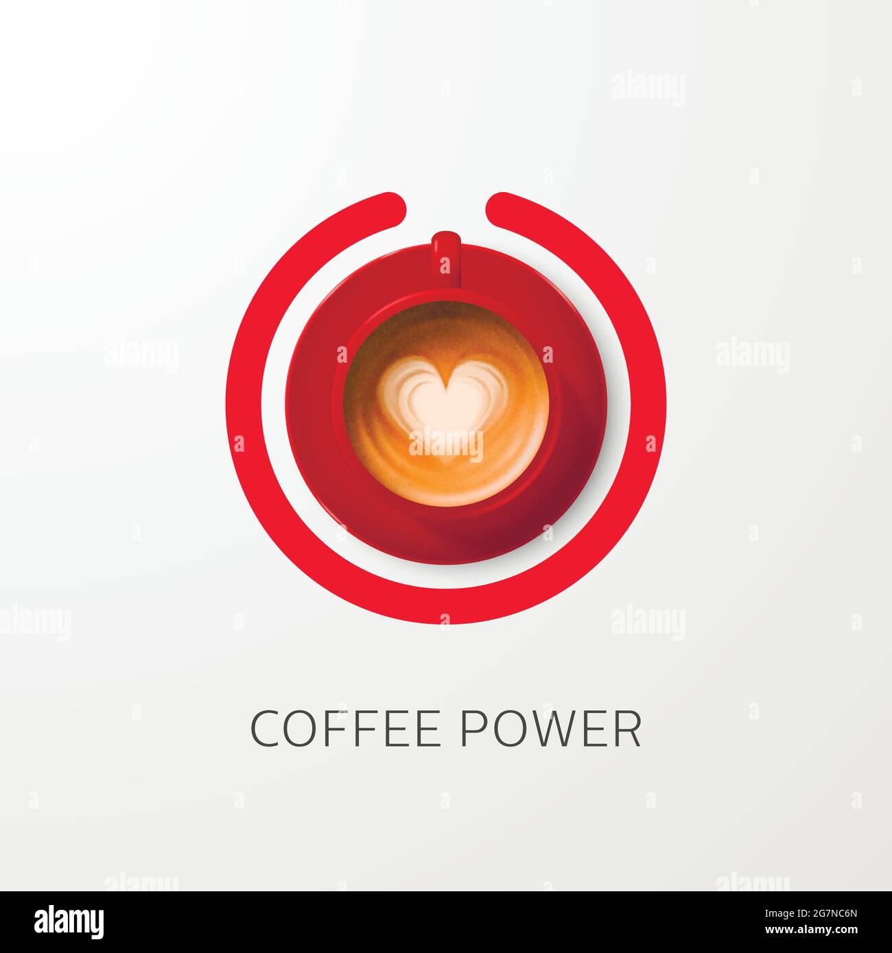 Coffee Power. Vector 3d Realistic Red Mug with Foam Milk Coffee ...