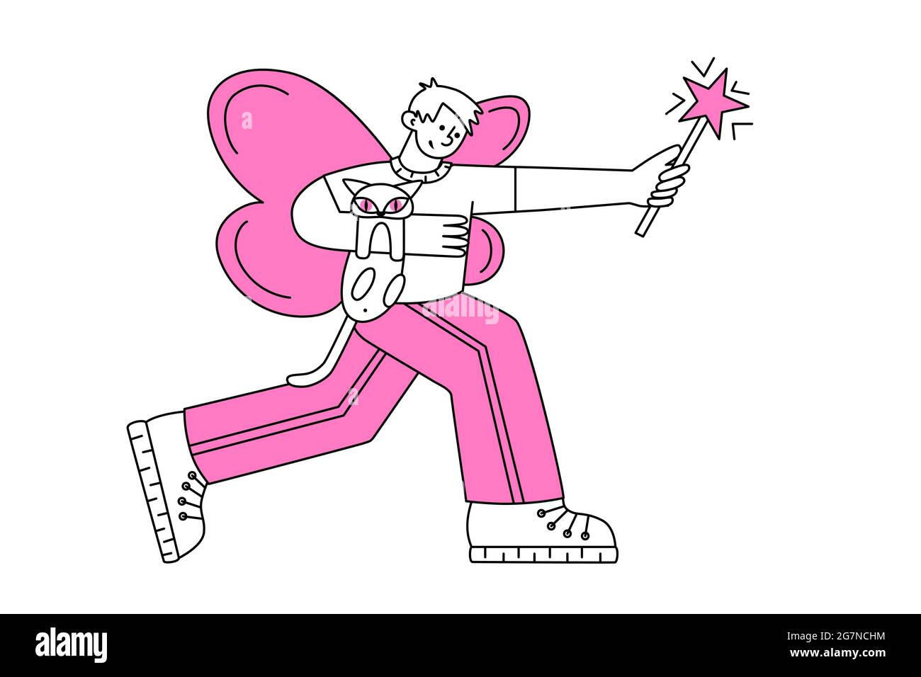 Cute cat in magical Stock Vector Images - Alamy