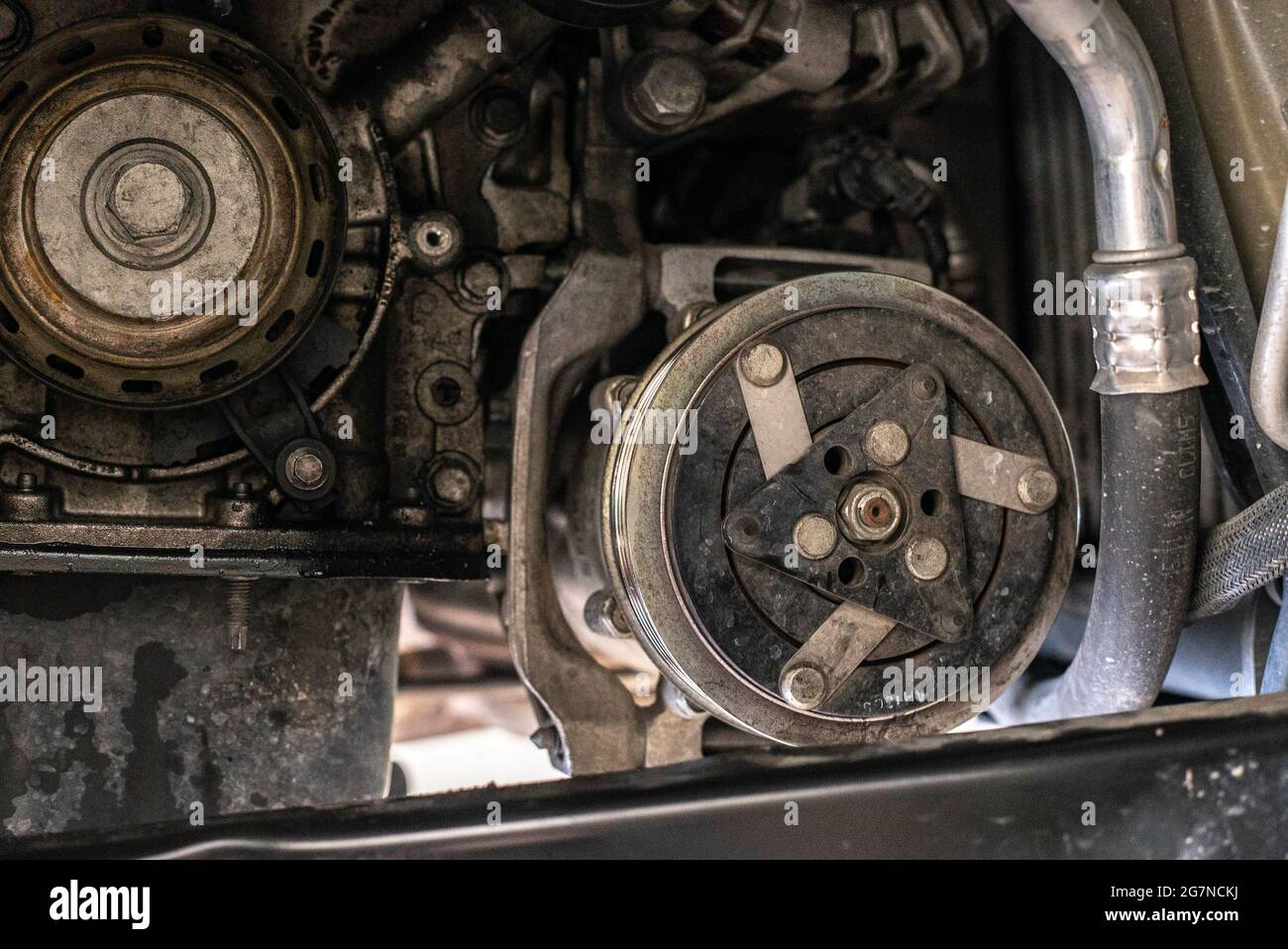 Engine disassembled detail ready for maintenance in mechanical workshop ...