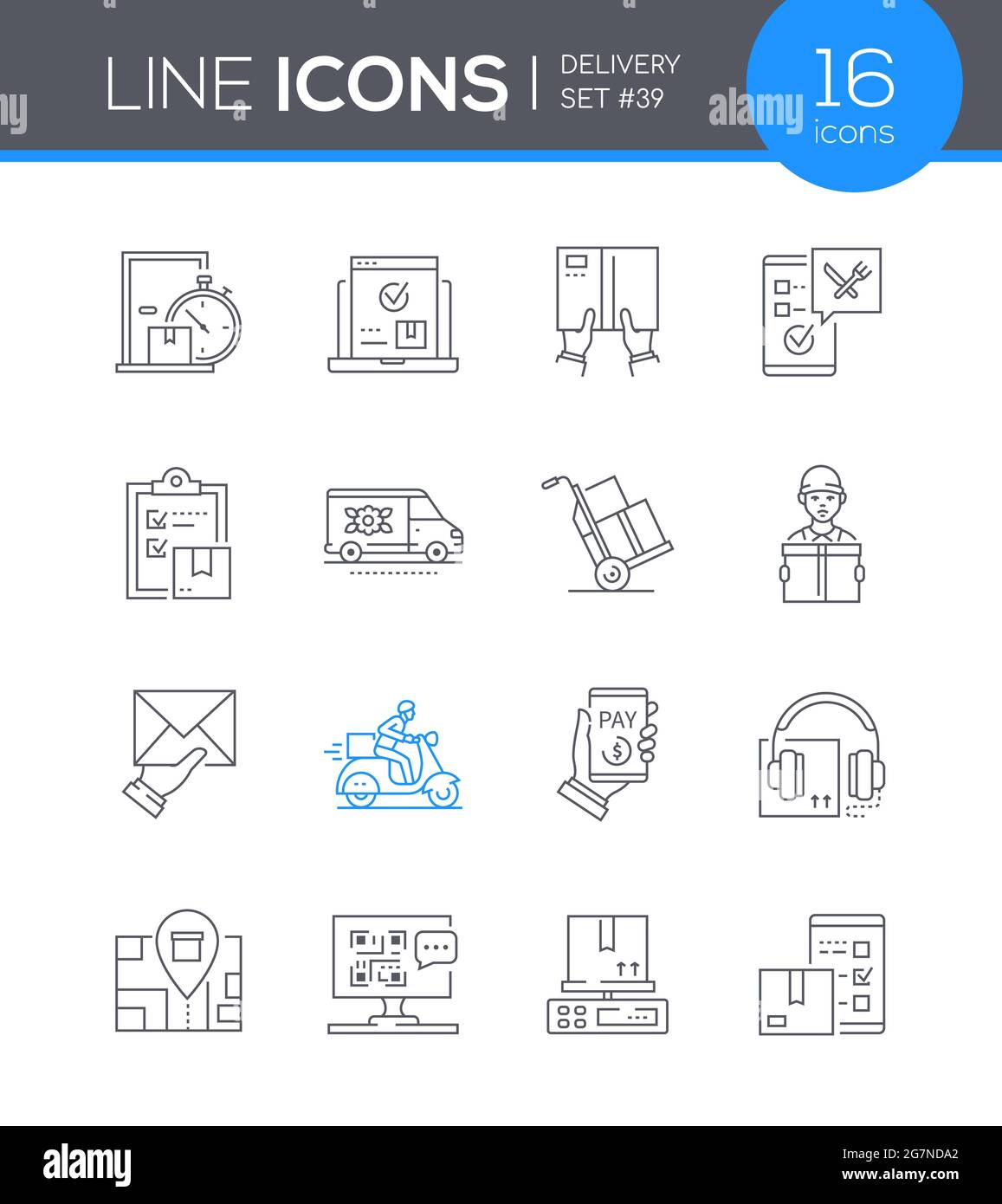 Delivery services - line design style icons set. Logistics ...