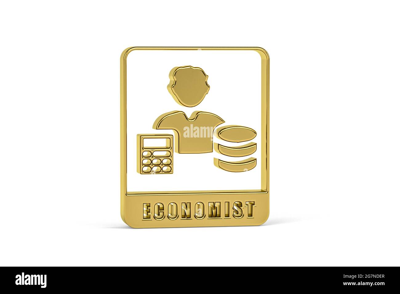 Golden 3d economist icon isolated on white background - 3d render Stock ...
