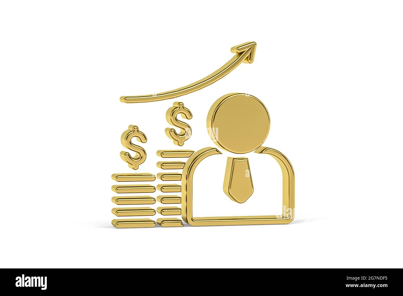 Golden 3d economist icon isolated on white background - 3d render Stock ...