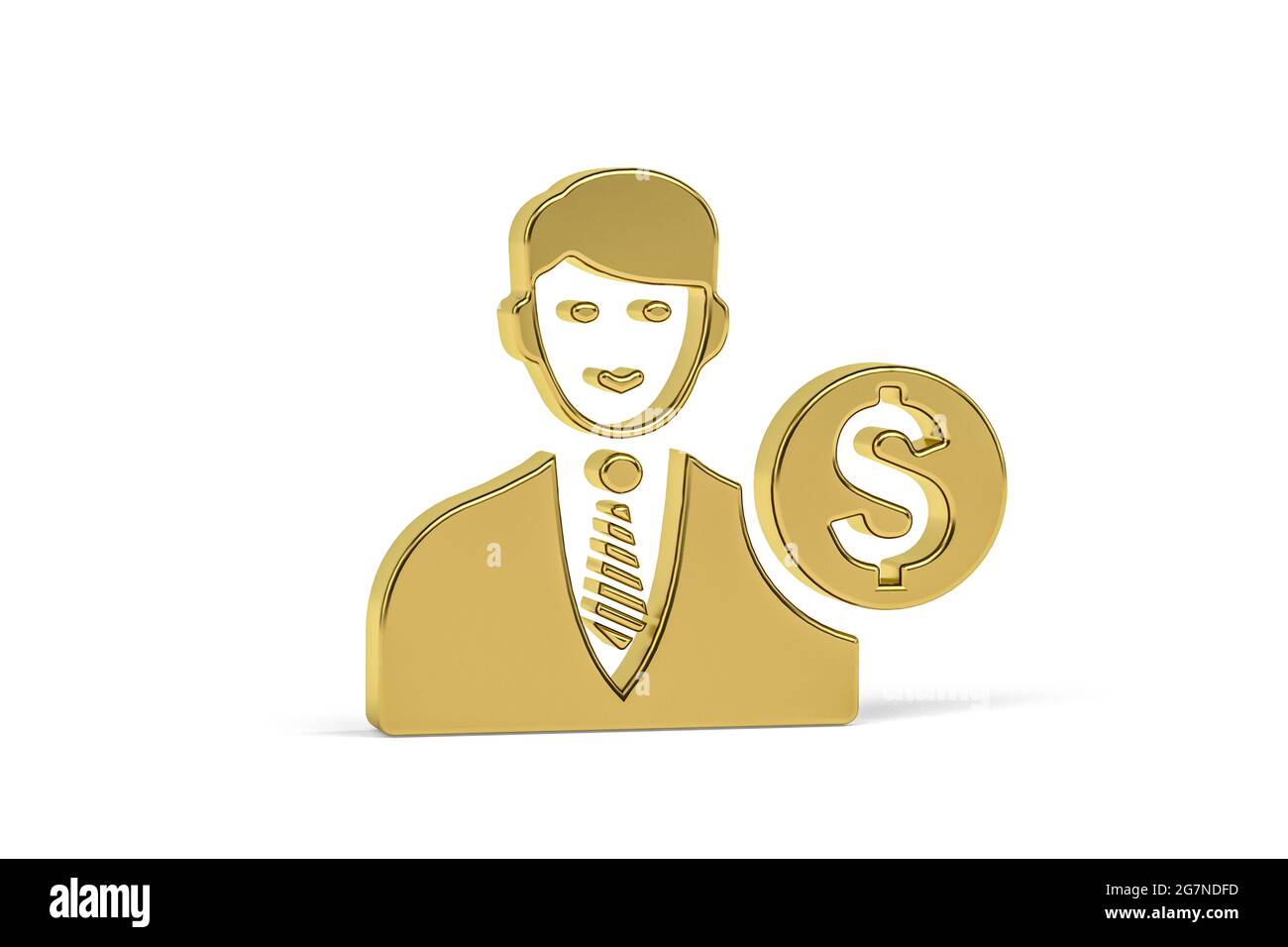 Golden 3d economist icon isolated on white background - 3d render Stock ...