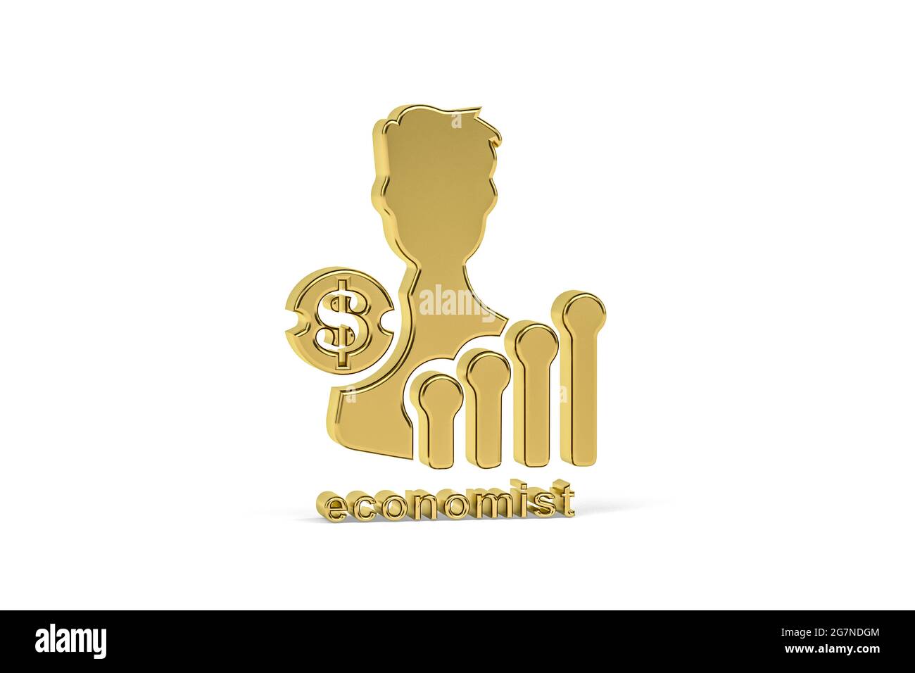 Golden 3d economist icon isolated on white background - 3d render Stock ...
