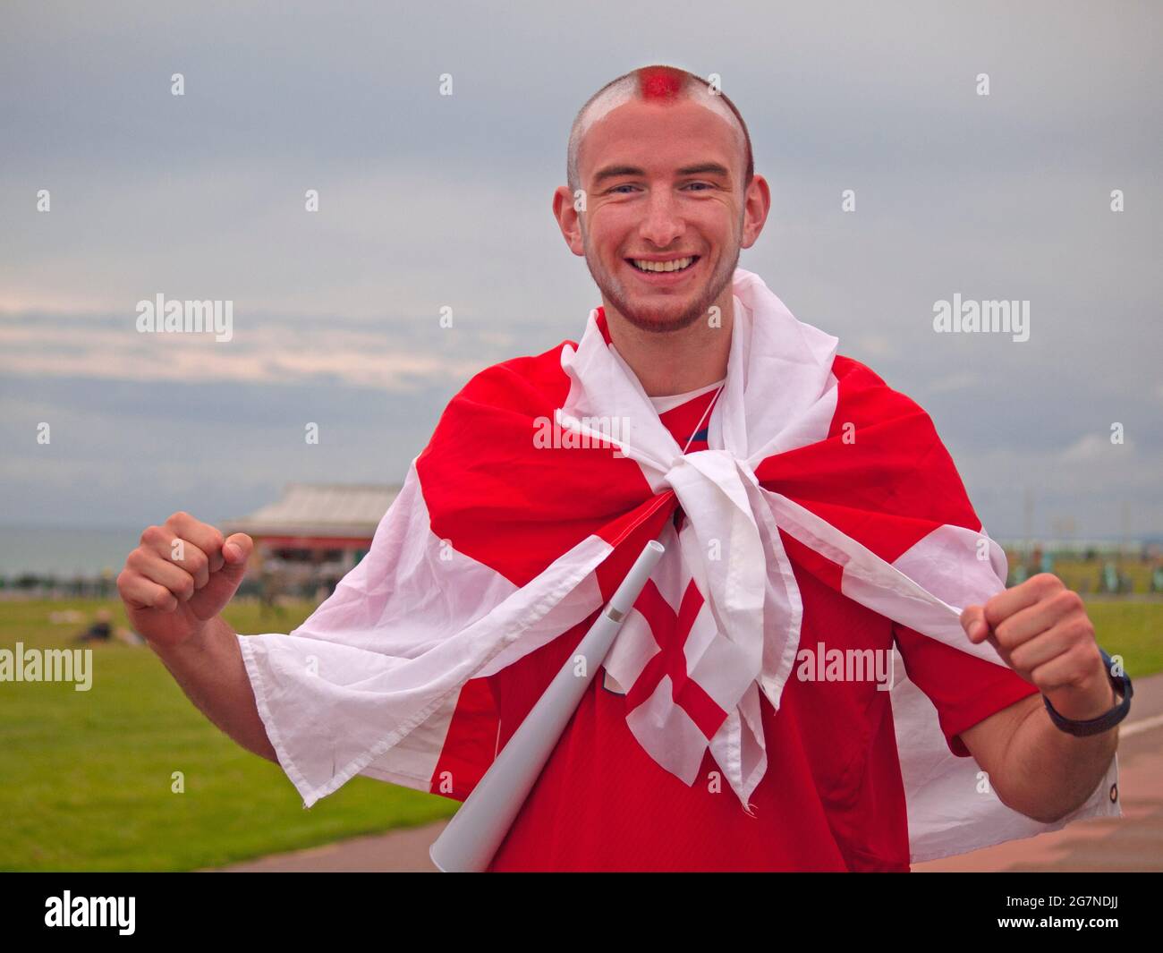 An England football fan in Brighton during the UEFA Euro 2020 ...