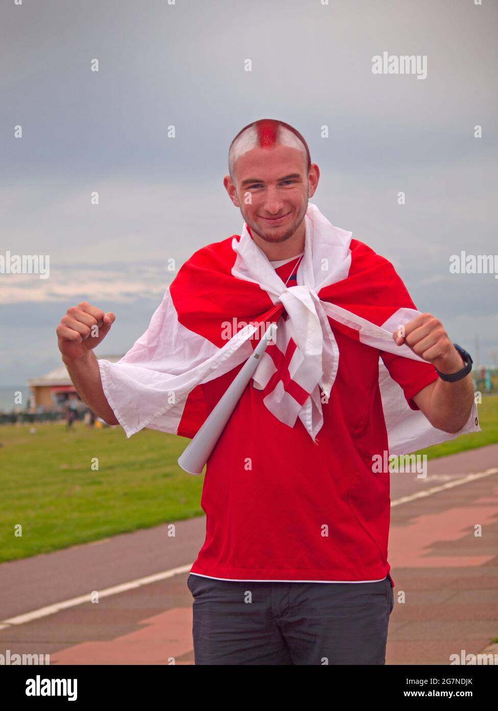 An England football fan in Brighton during the UEFA Euro 2020 ...