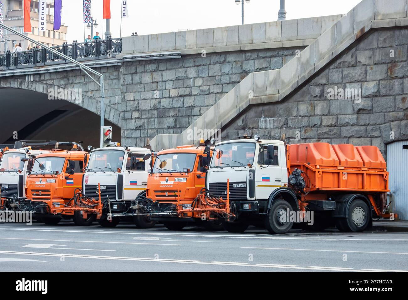 Street cleaning vehicles ready to start working Stock Photo - Alamy