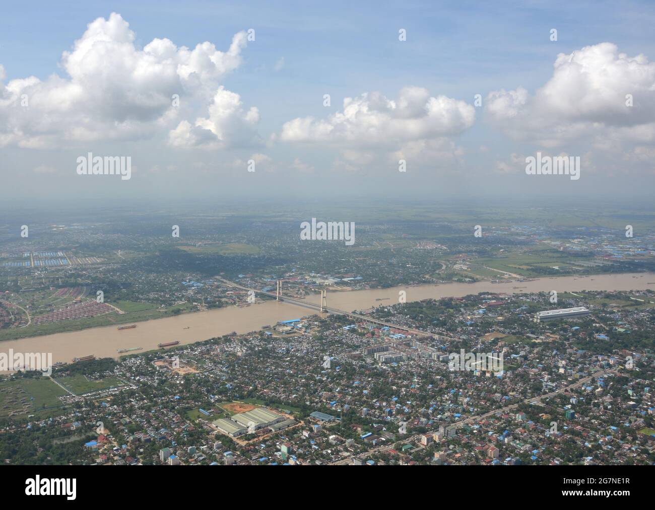 Aerial view of Myanmar shortly after takeoff from Yangon airport Stock ...