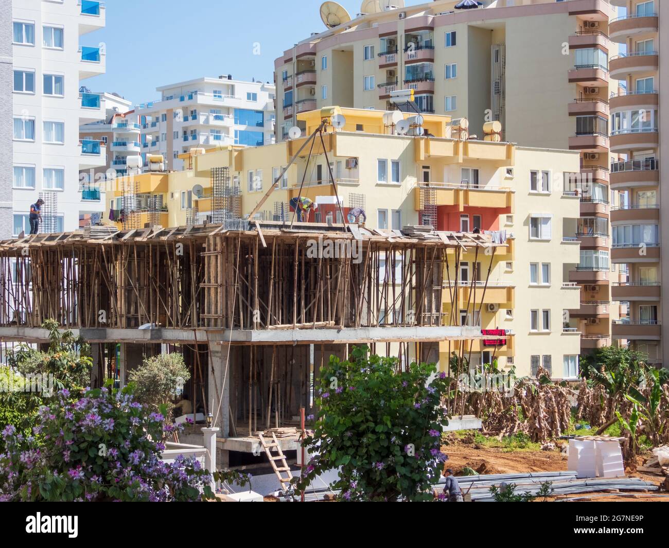 Construction of a multi-storey residential building in progress Stock ...