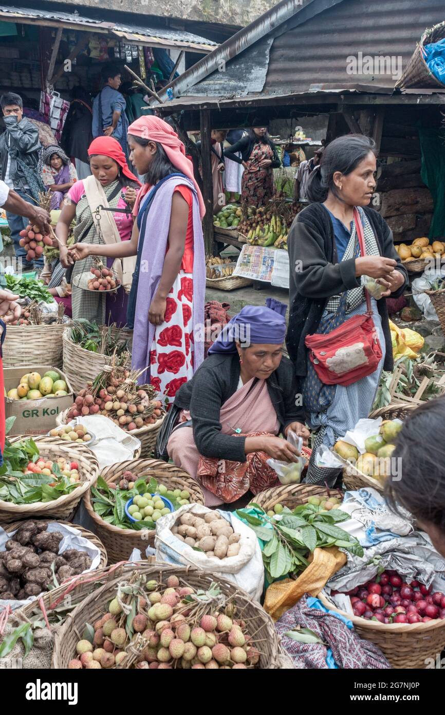 Vertical shot of a street market in Shillong on hill station in ...
