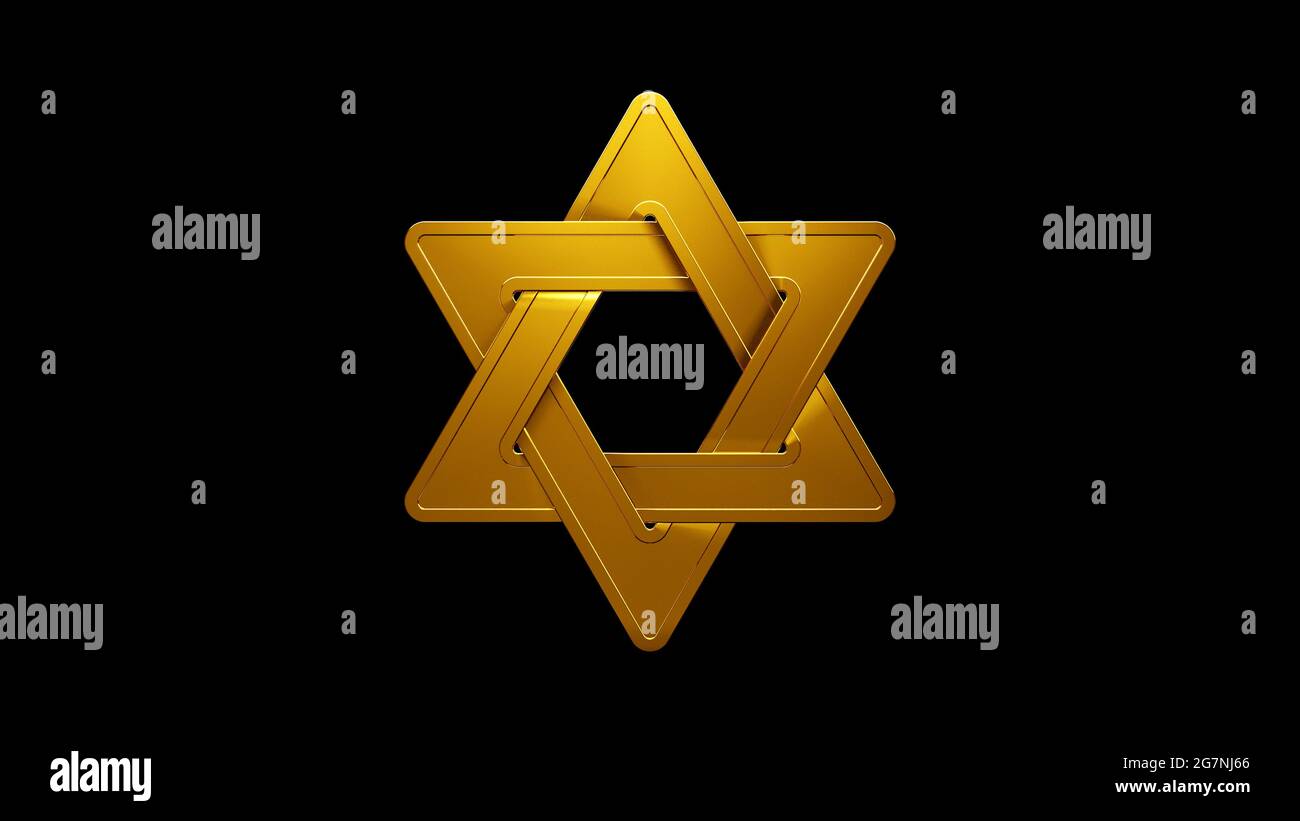 pretty golden david star isolated. cg object 3D illustration Stock ...