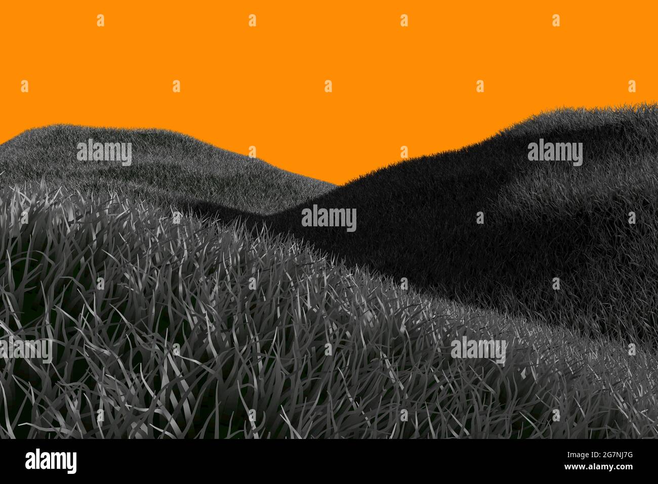 frightening grey very high resolution hills isolated on orange ...