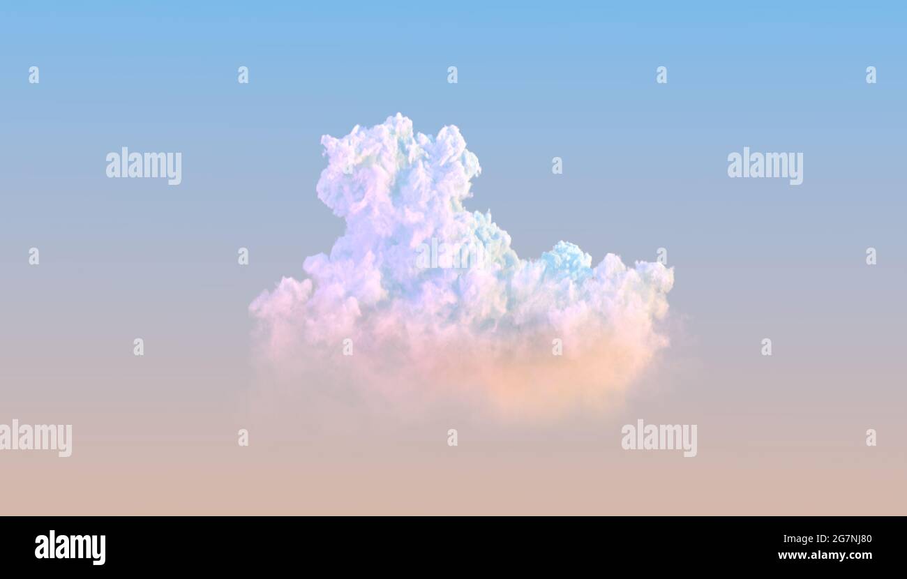 cute alone sundown cloud - cgi nature 3D rendering Stock Photo - Alamy