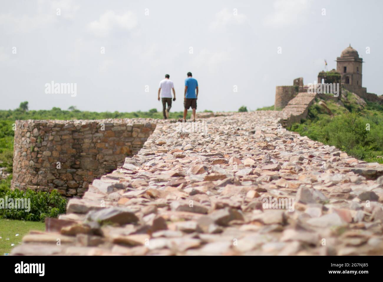 Closeup shot of ruins of Bhangarh Fort is a 16th-century fort built in ...