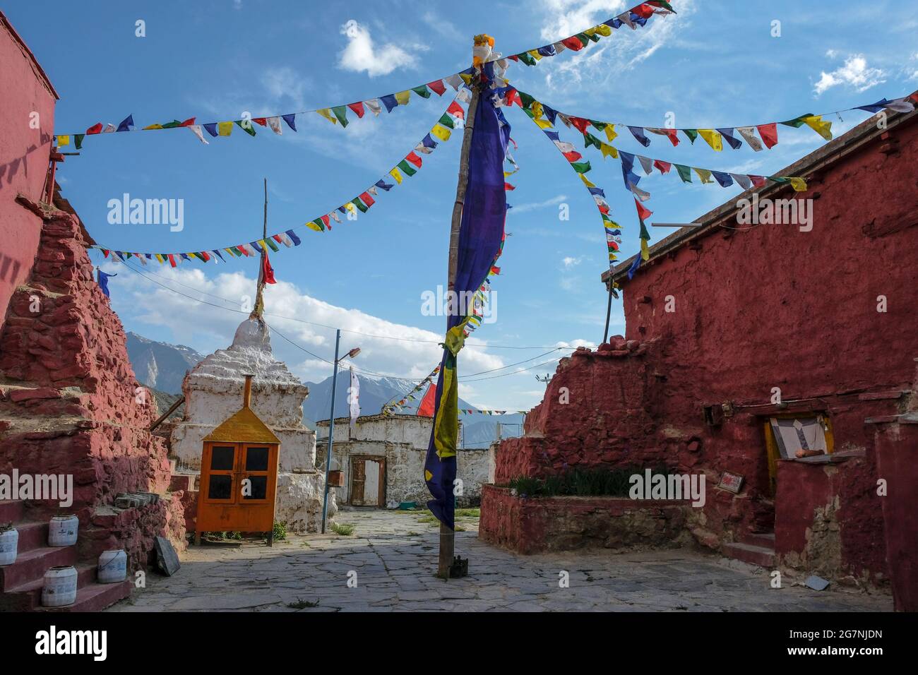 Views of the Nako monastery in the village of Nako in Himachal Pradesh ...