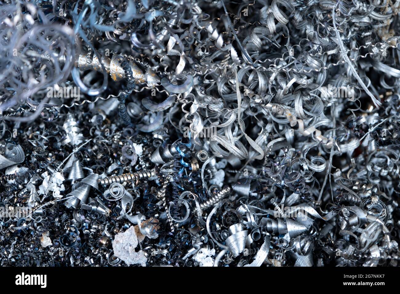 Steel scrap materials recycling. Aluminum, iron chip waste after ...