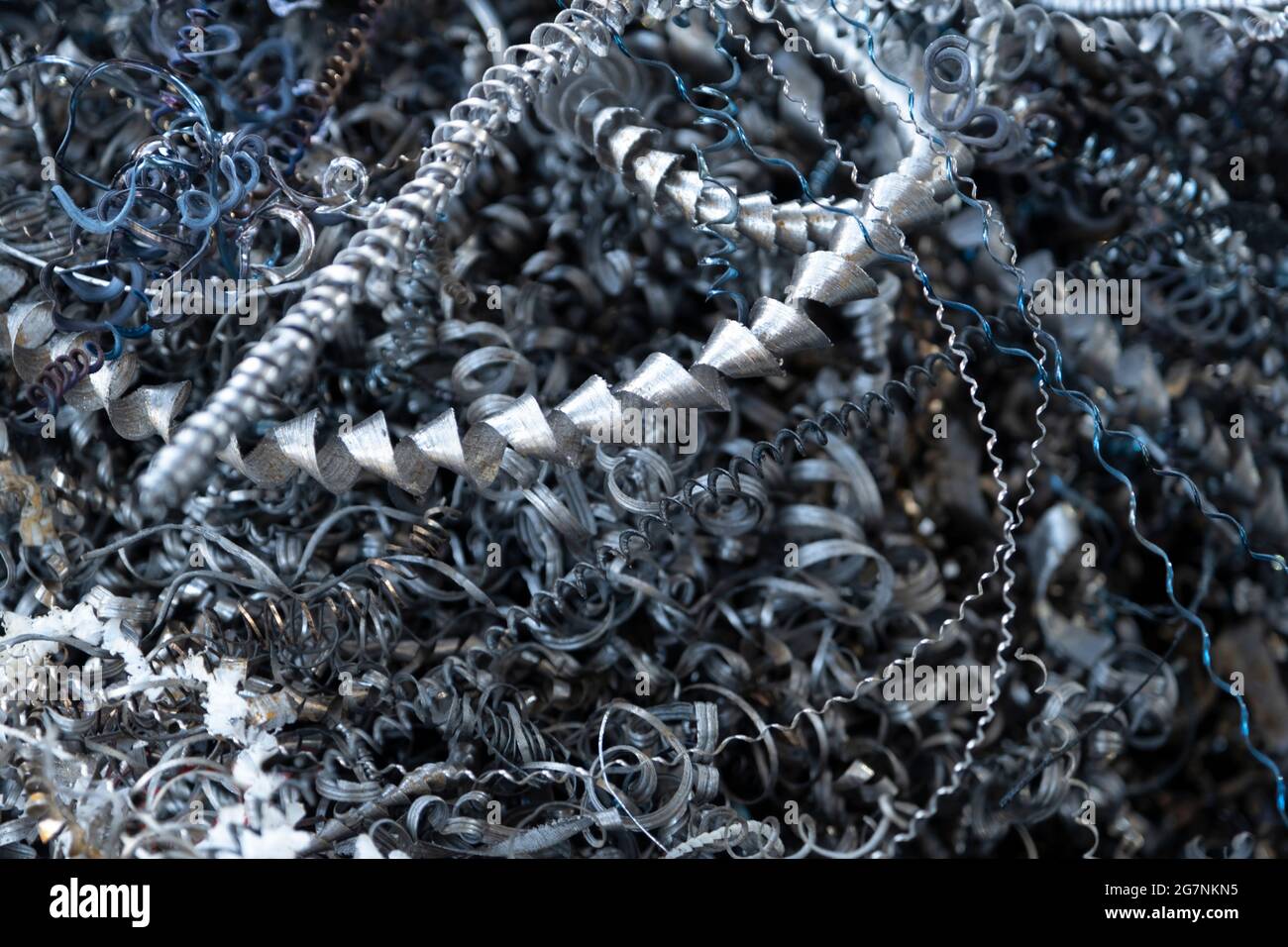 Steel scrap materials recycling. Aluminum, iron chip waste after ...