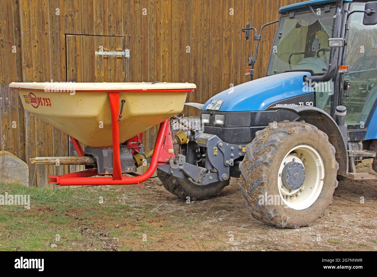 Tractor With Fertilizer Stock Photo - Alamy