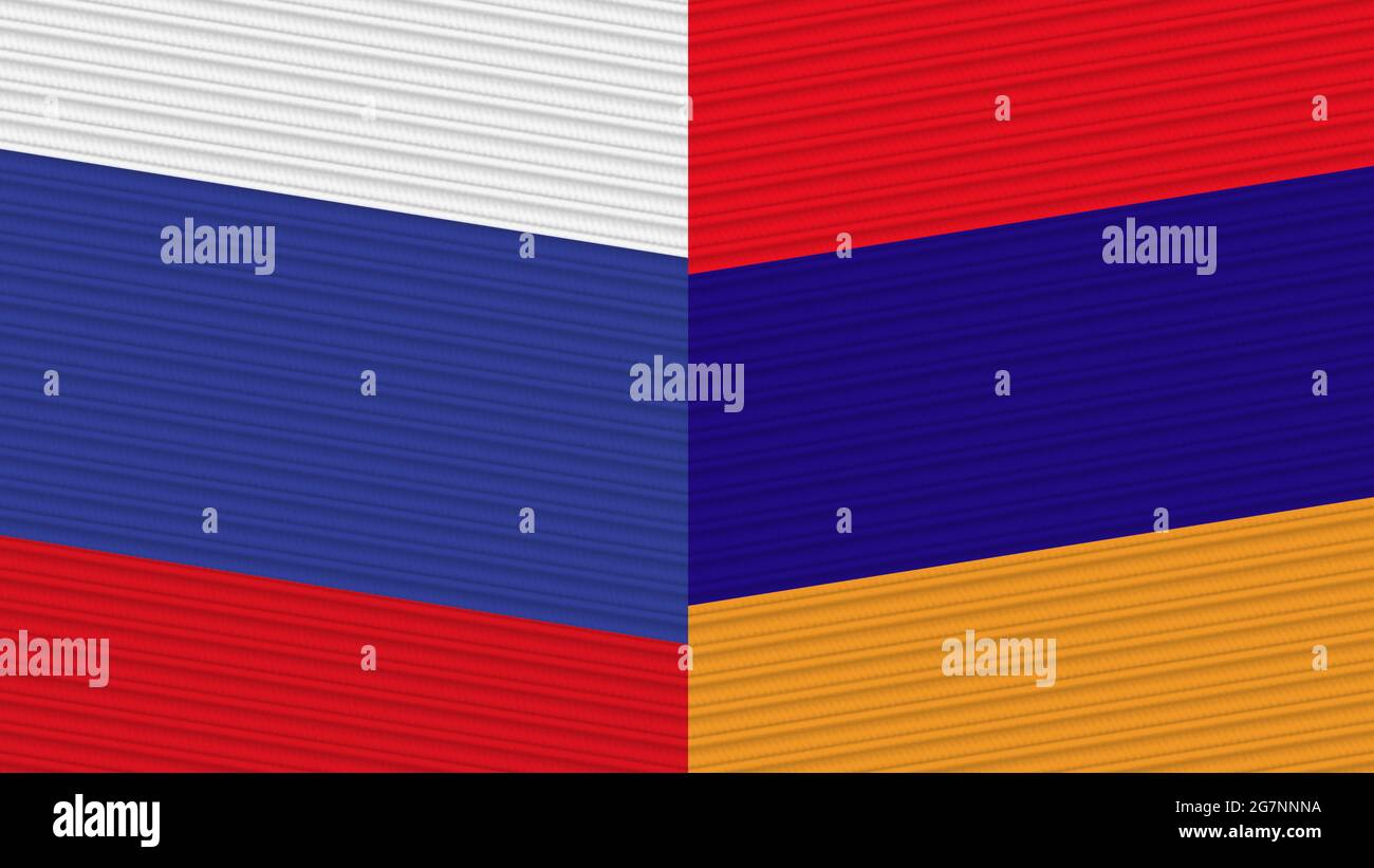 Armenia and Russia Two Half Flags Together Fabric Texture Illustration ...