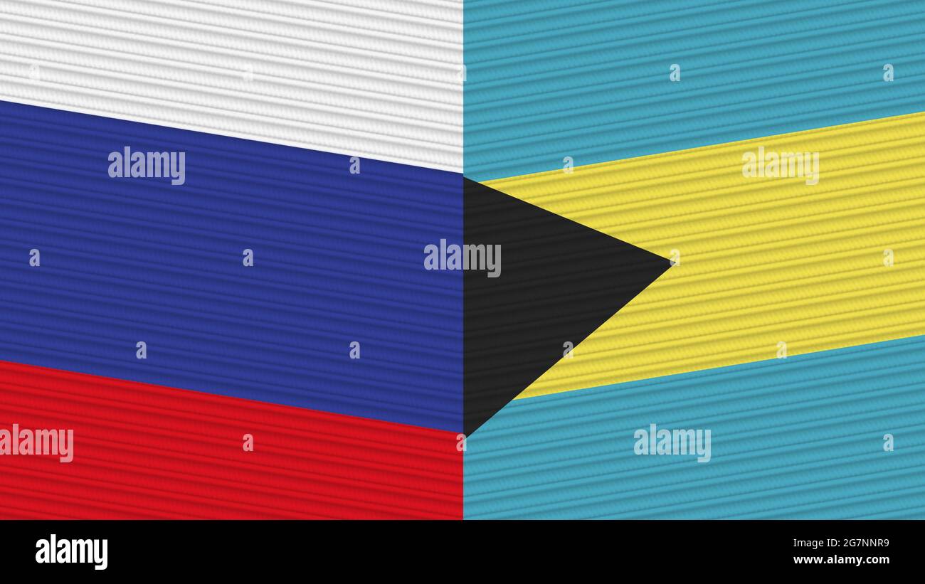 Bahamas and Russia Two Half Flags Together Fabric Texture Illustration ...