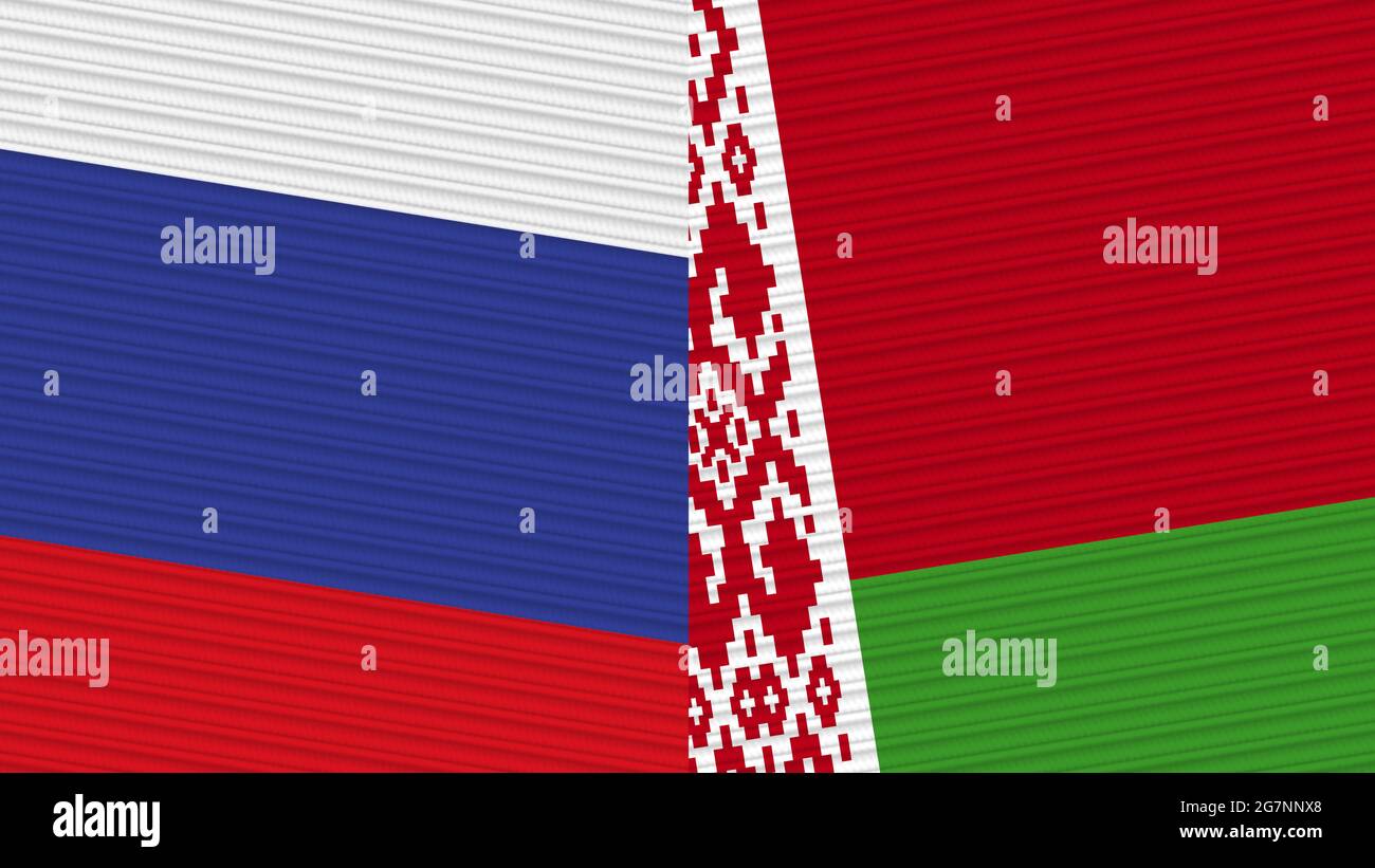 Belarus and Russia Two Half Flags Together Fabric Texture Illustration ...