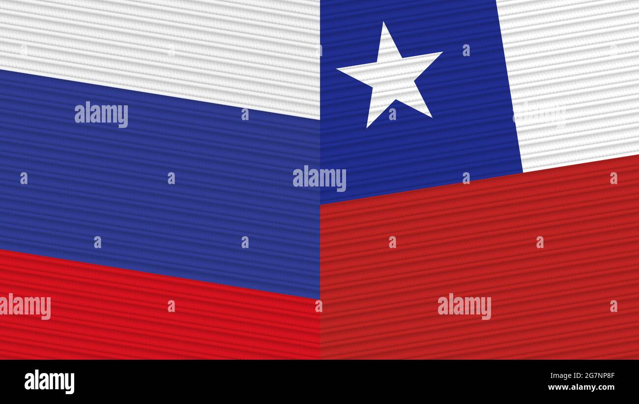 Chile and Russia Two Half Flags Together Fabric Texture Illustration ...