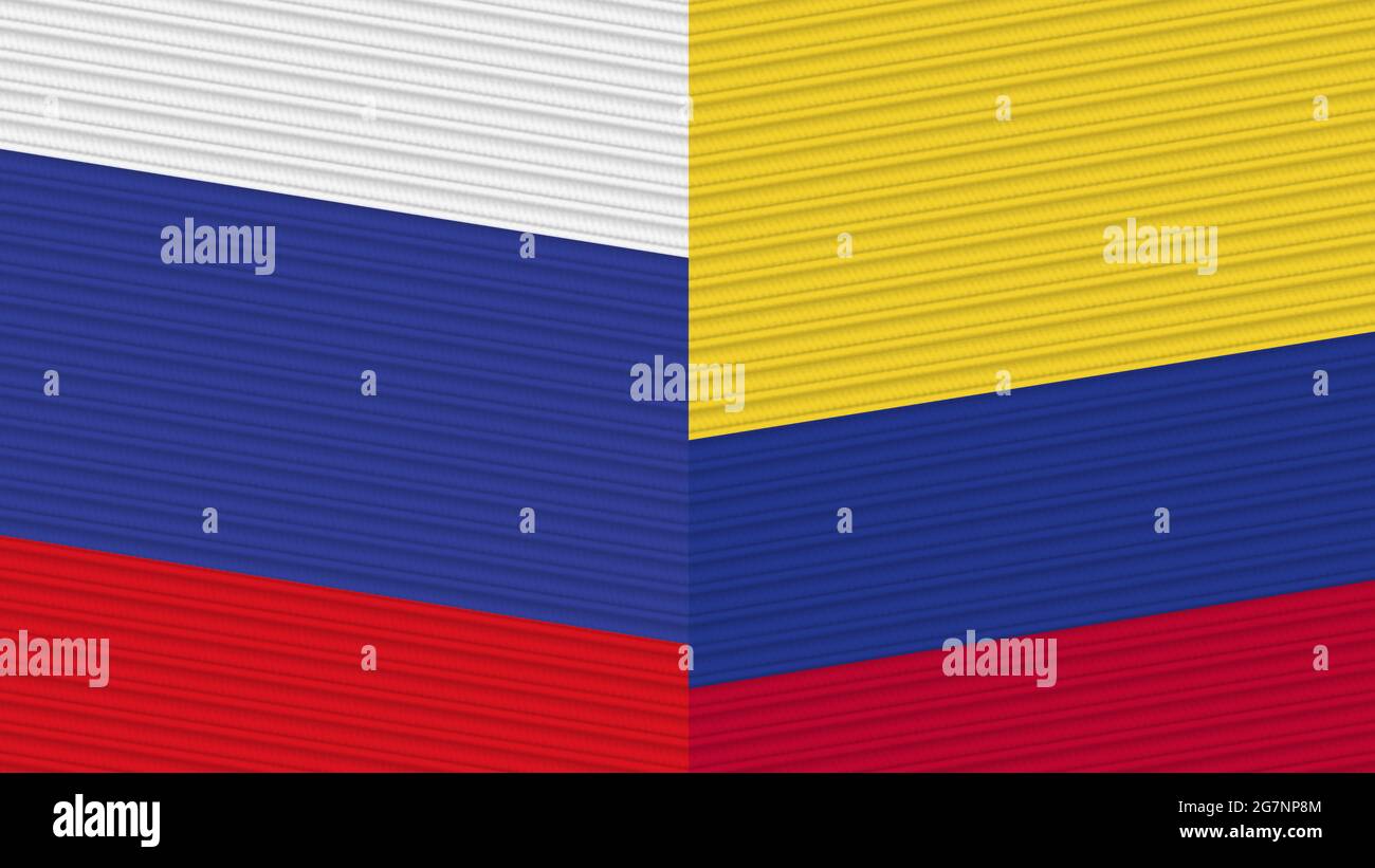 Colombia and Russia Two Half Flags Together Fabric Texture Illustration ...
