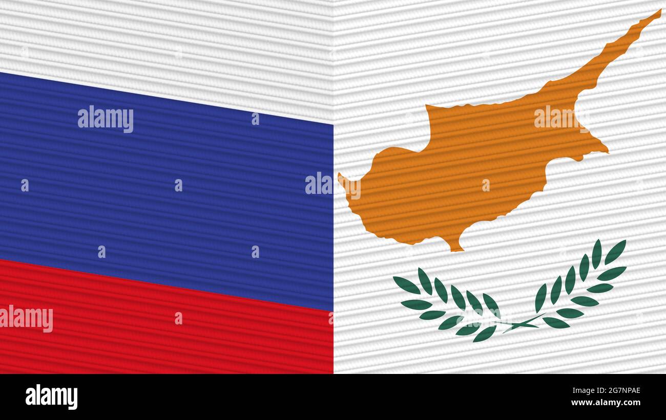 Cyprus and Russia Two Half Flags Together Fabric Texture Illustration ...