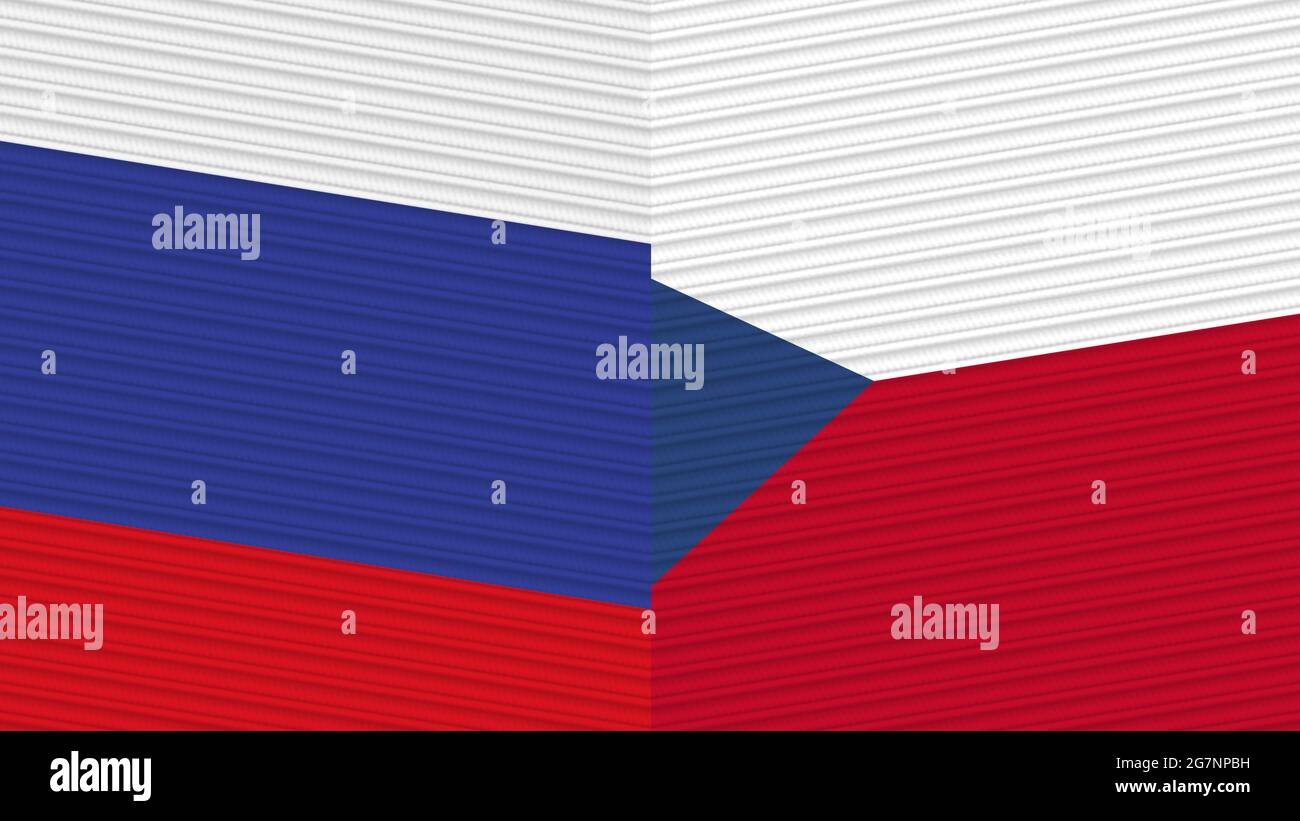 Czech Republic and Russia Two Half Flags Together Fabric Texture ...