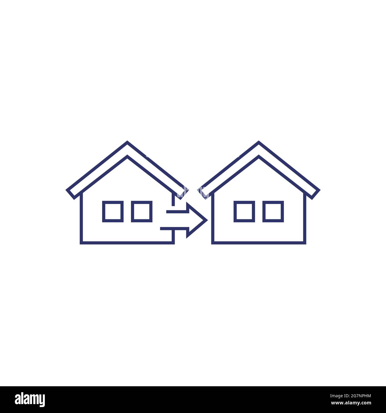 removal icon with two houses, line vector Stock Vector Image & Art - Alamy