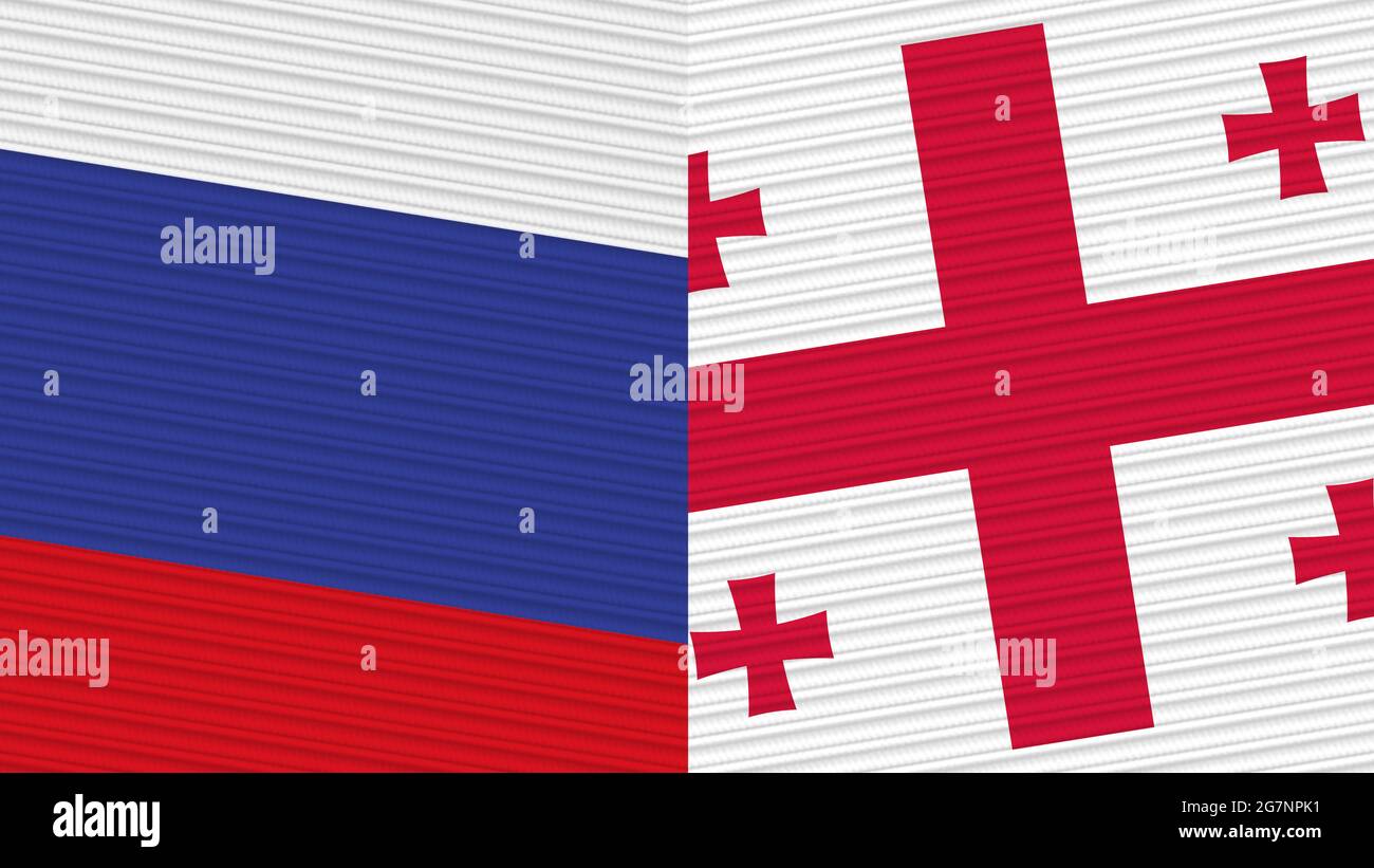 Georgia and Russia Two Half Flags Together Fabric Texture Illustration ...