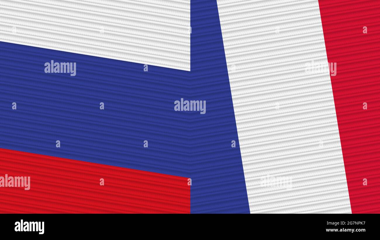 France and Russia Two Half Flags Together Fabric Texture Illustration ...